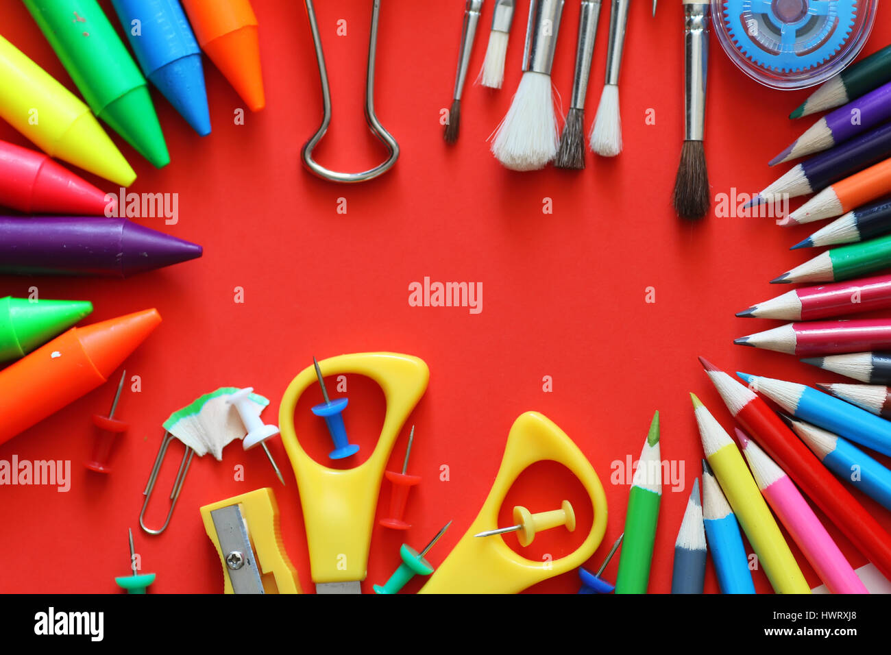 stationery red background Stock Photo - Alamy
