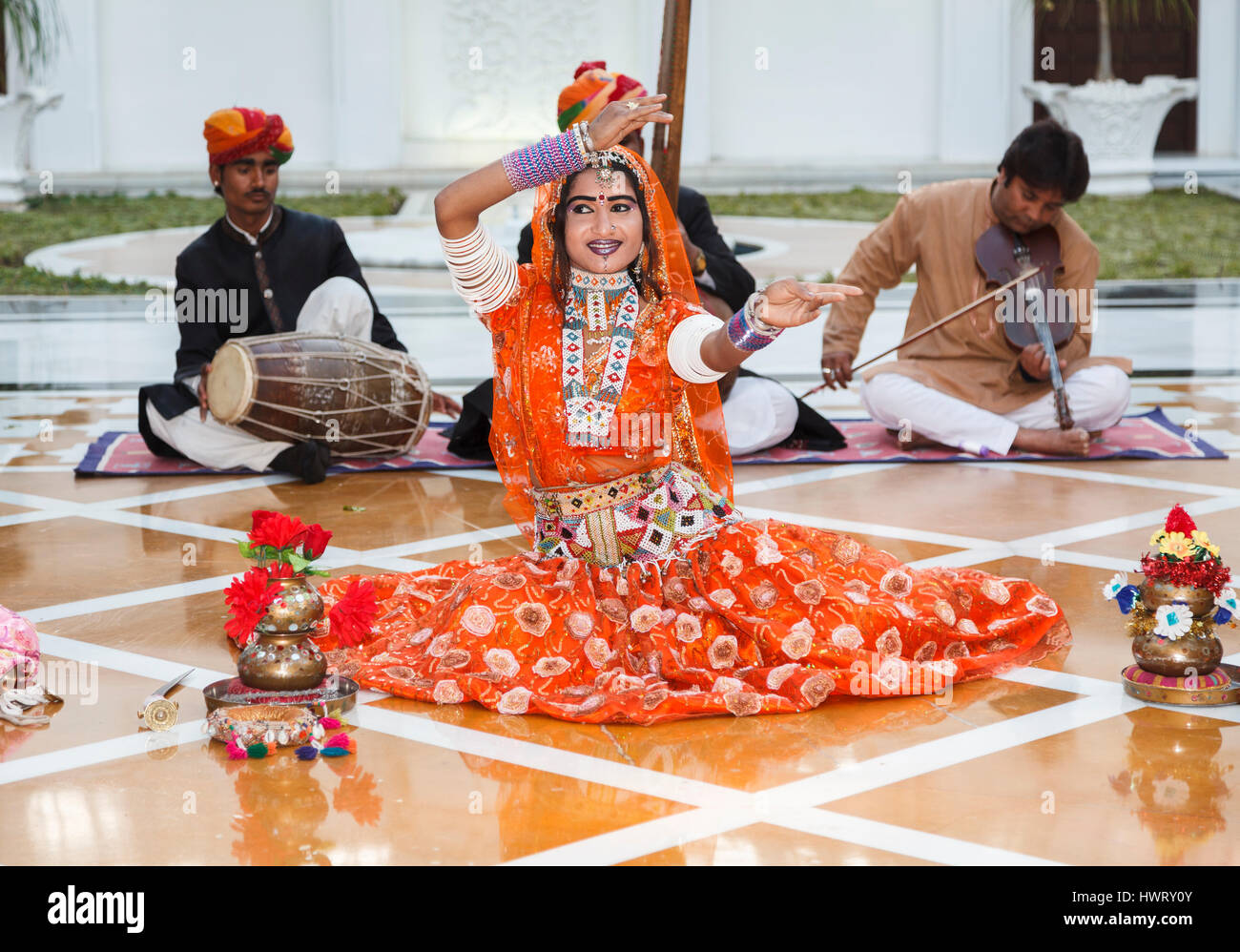 Local dancer, entertainment for guests of the Taj Lake Palace Hotel on ...
