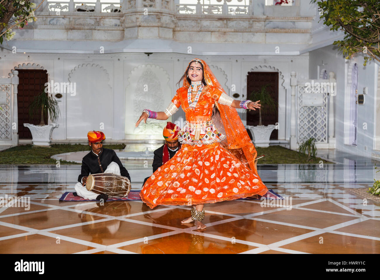 Local dancer, entertainment for guests of the Taj Lake Palace Hotel on ...