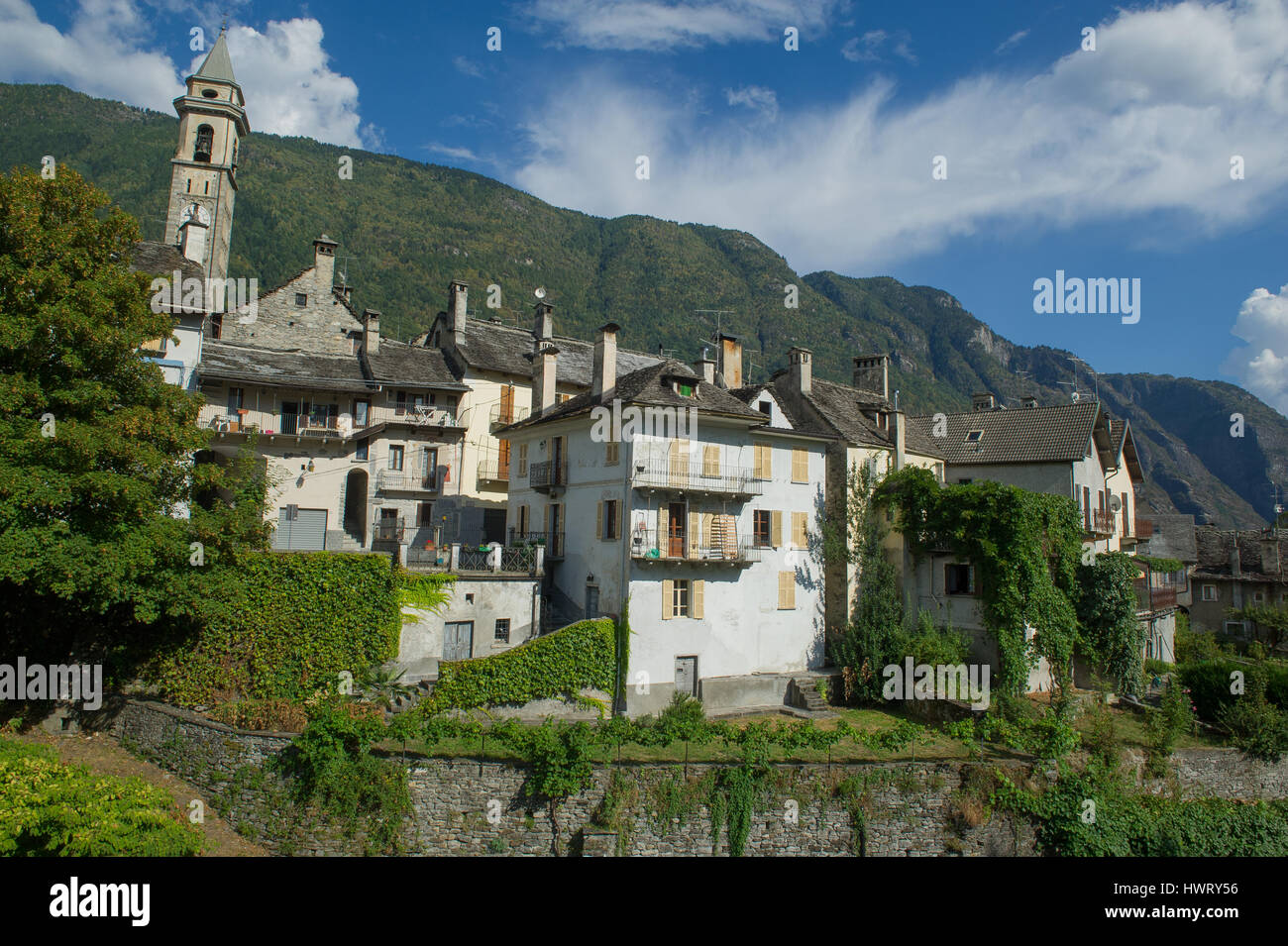 view of an old italian mountain town, Varzo, Italy Stock Photo - Alamy