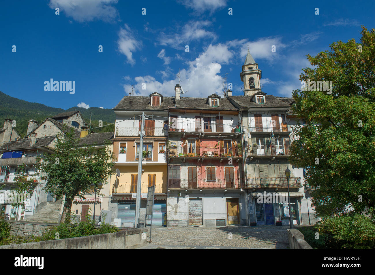 view of an old italian mountain town, Varzo, Italy Stock Photo - Alamy