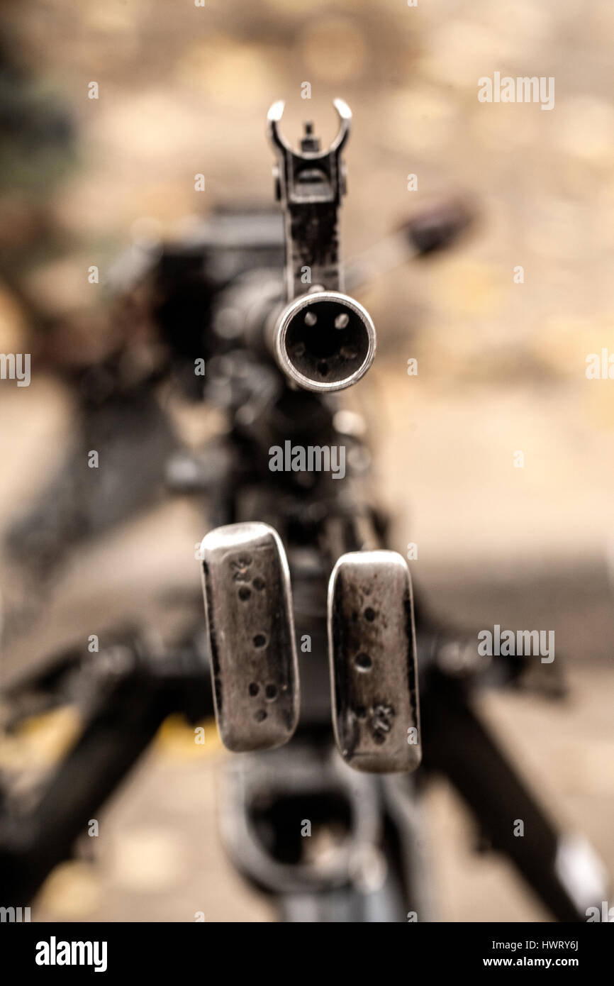 Special forces machine gun - focus on barrel Stock Photo - Alamy