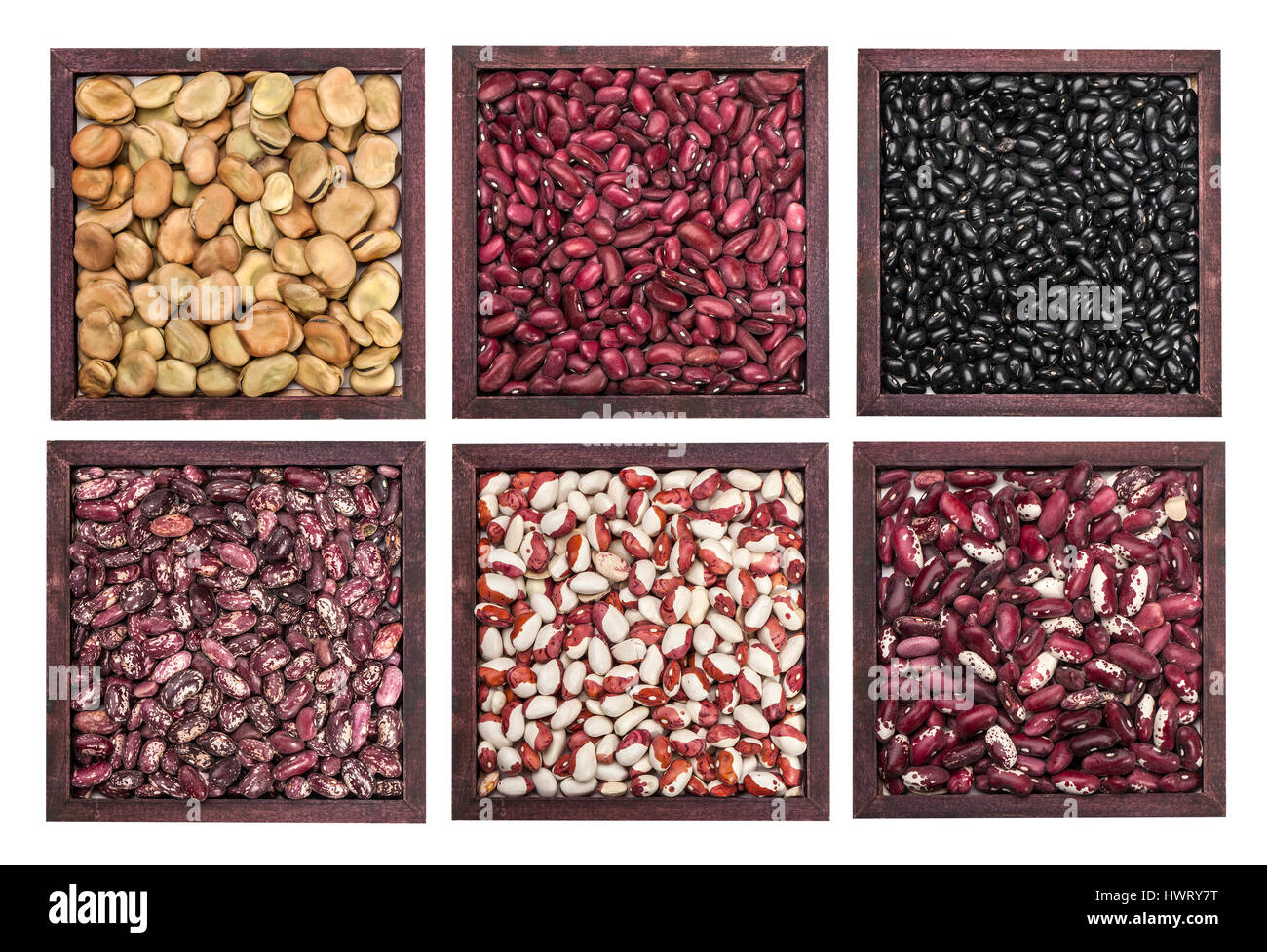 Multicolored beans in wooden bowl isolated on white Stock Photo - Alamy