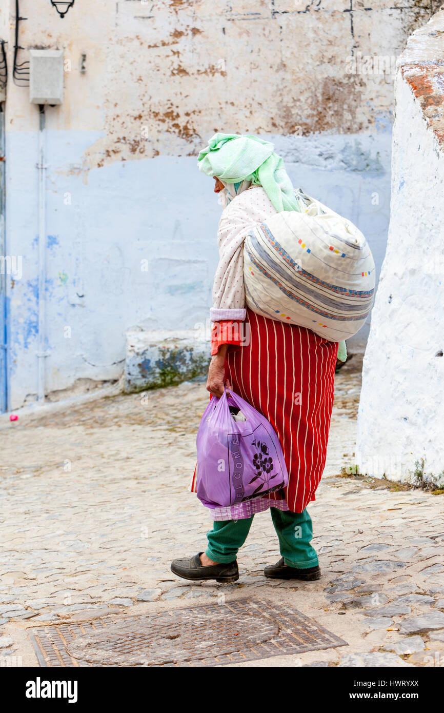 Chefchaouen, Morocco. Old Woman in Traditional Berber Dress of the Rif ...