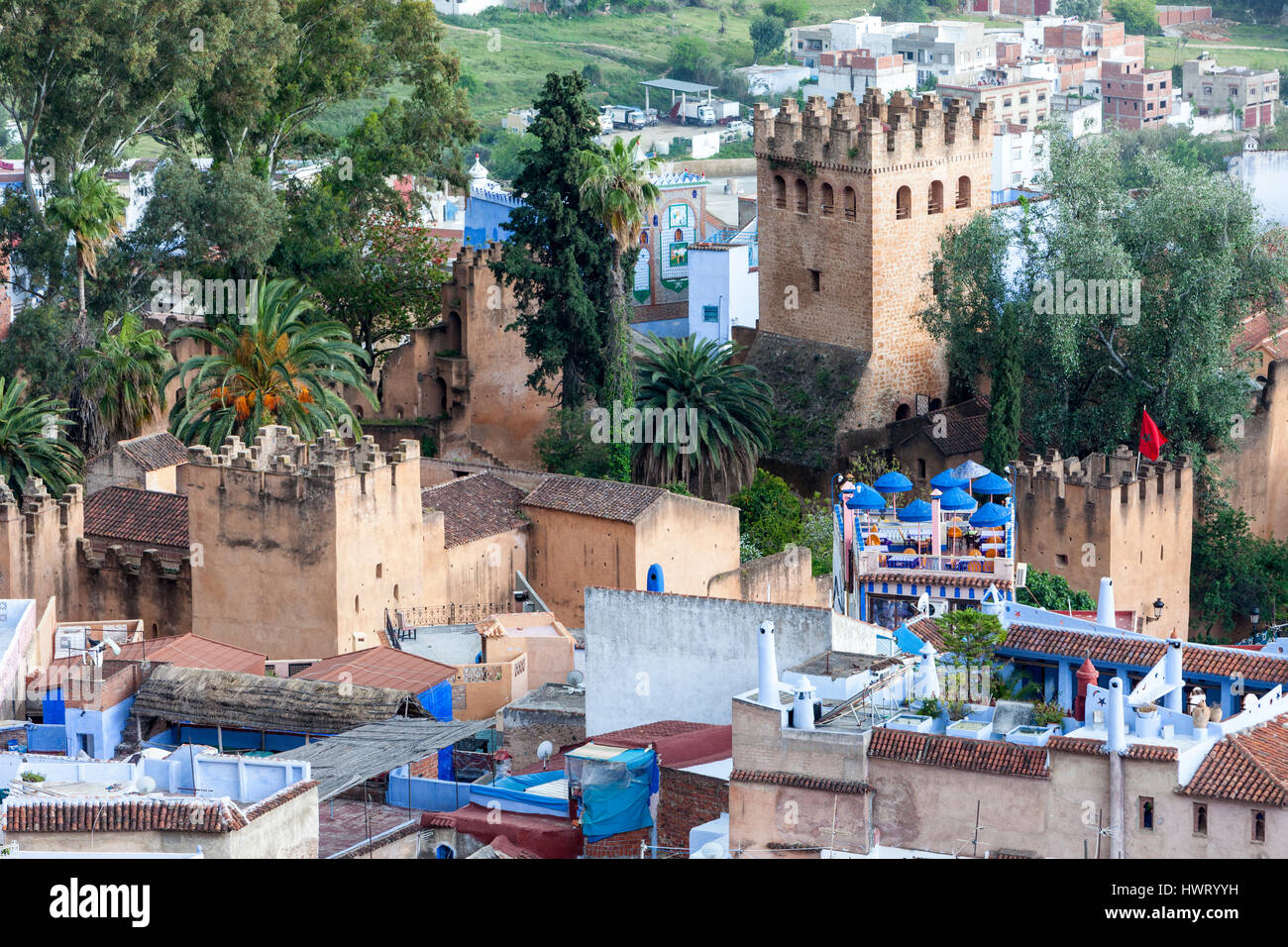 Chefchaouen, Morocco. Looking down on the Kasbah, built 1471 Stock ...