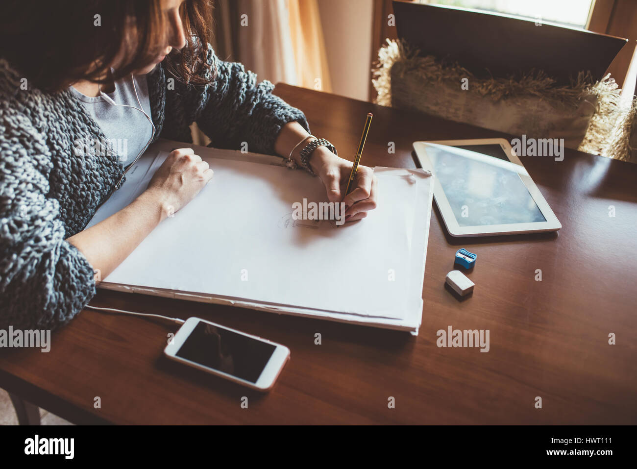 Creative artist drawing authentic inspiration hi-res stock photography ...