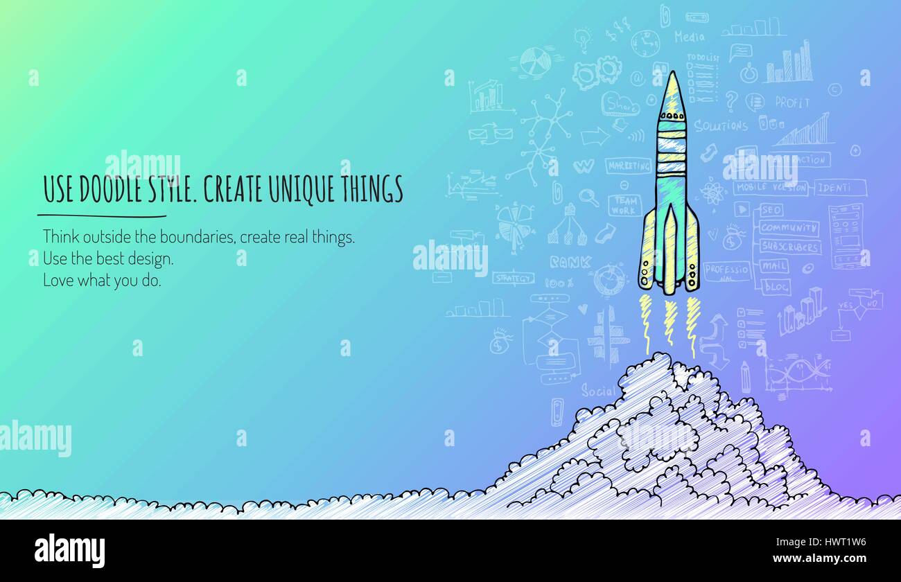 Sketched rocket launch concept, vector illustration Stock Vector Image ...