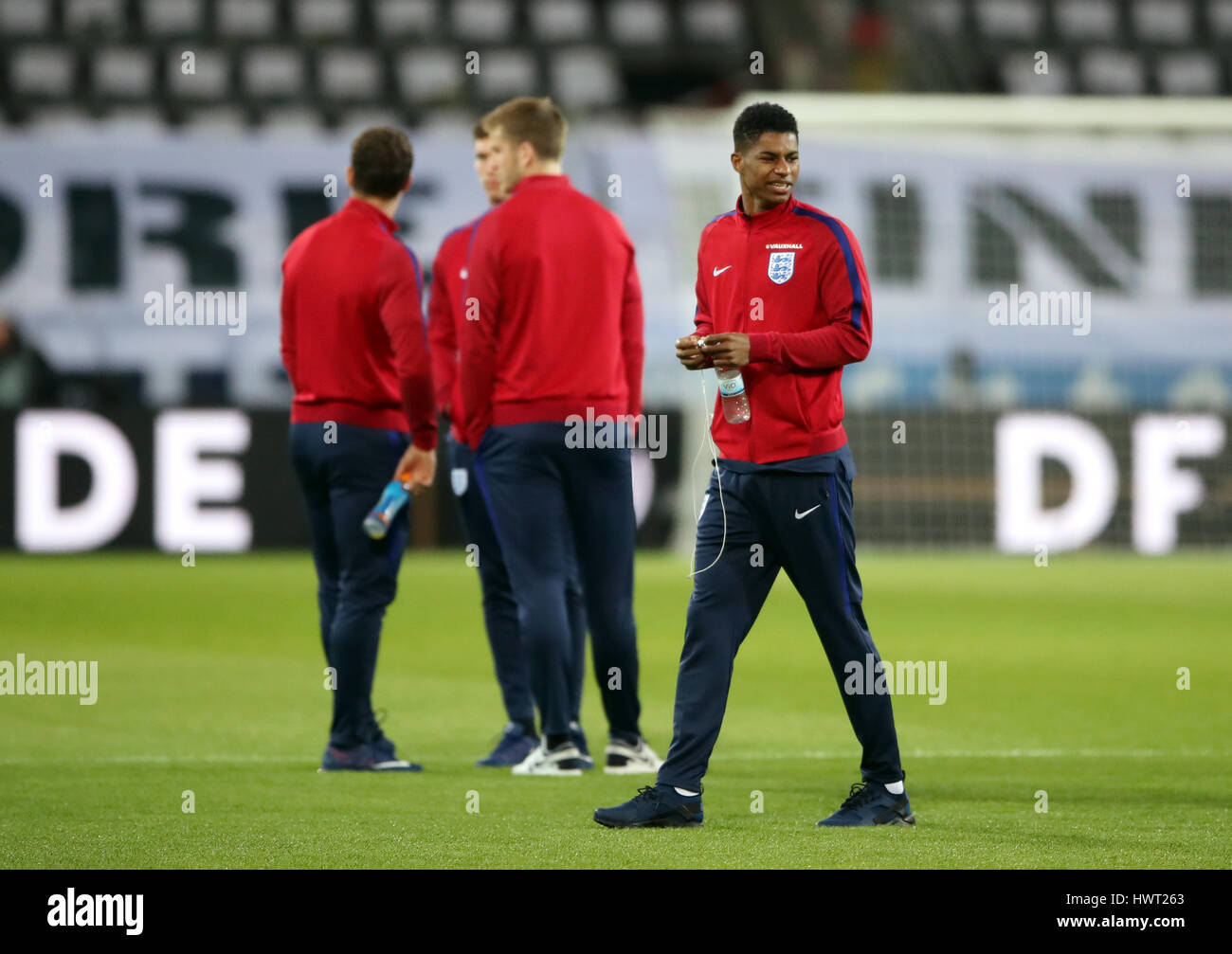 England's Marcus Rashford on the pitch before the International ...