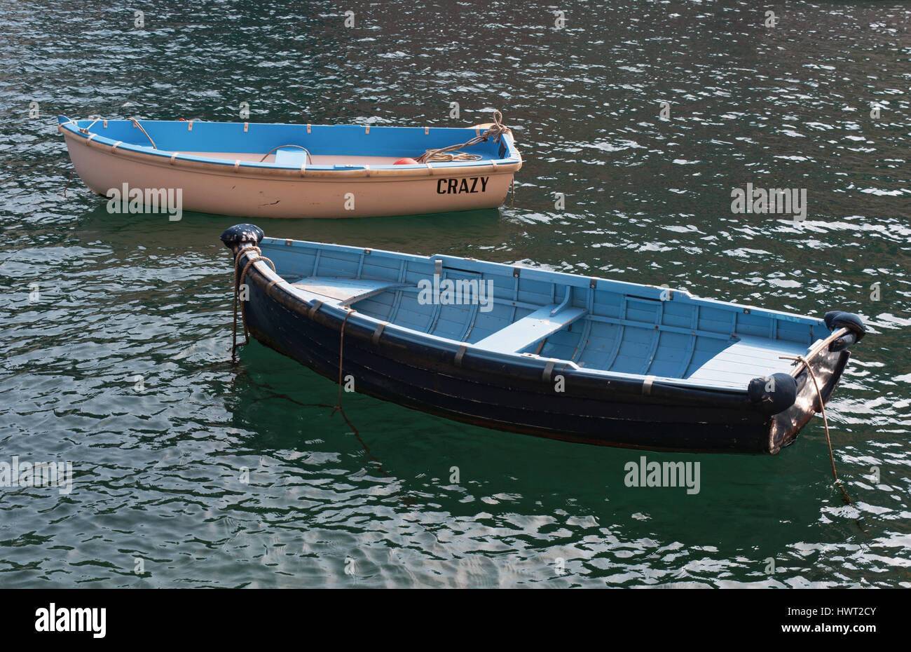 Portofino, Italy, nature and marine landscape: two fishing boats ...