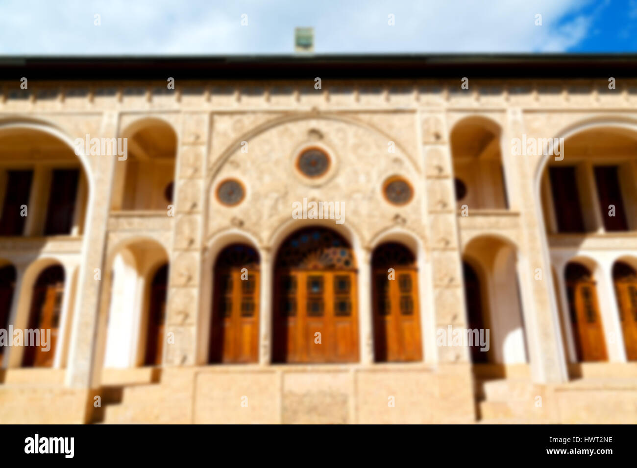 blur in iran kashan the old persian architecture window and glass in ...