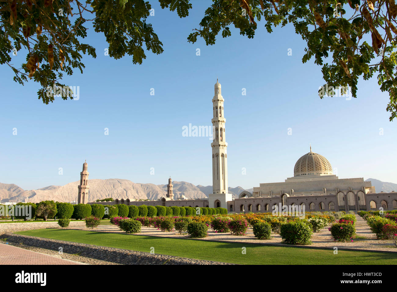 Sultan Qaboos Grand Mosque on sunny day against clear blue sky Stock ...
