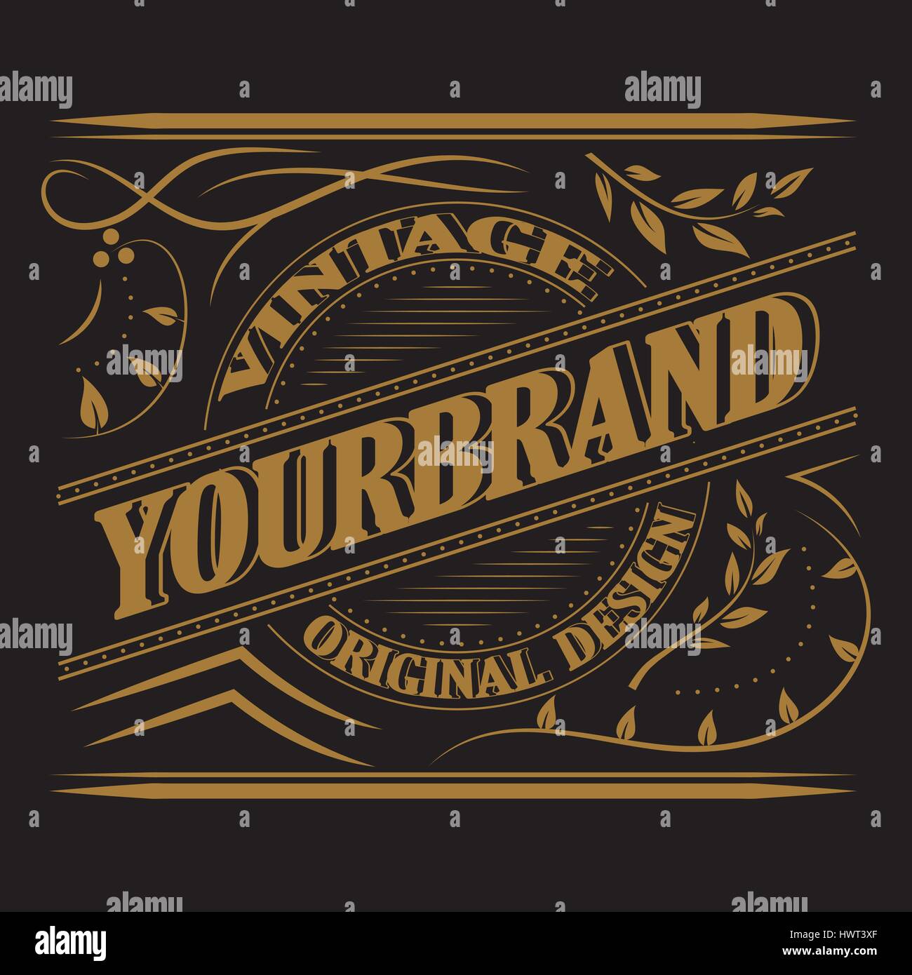 Antique label, vintage frame design, retro logo Stock Vector Image ...