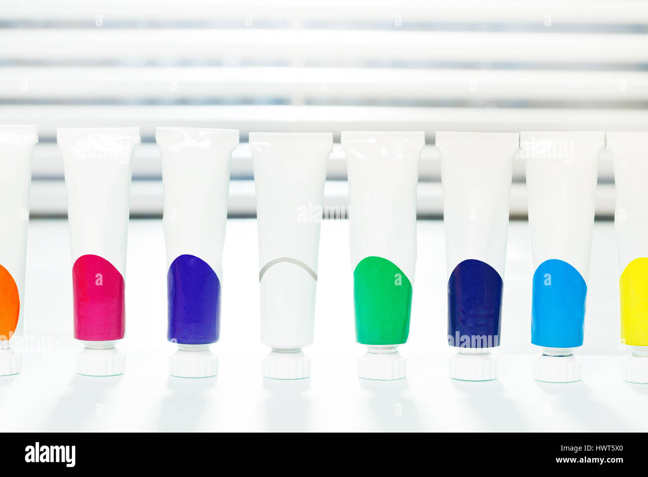 Small tubes of acrylic paint with copy-space Stock Photo - Alamy