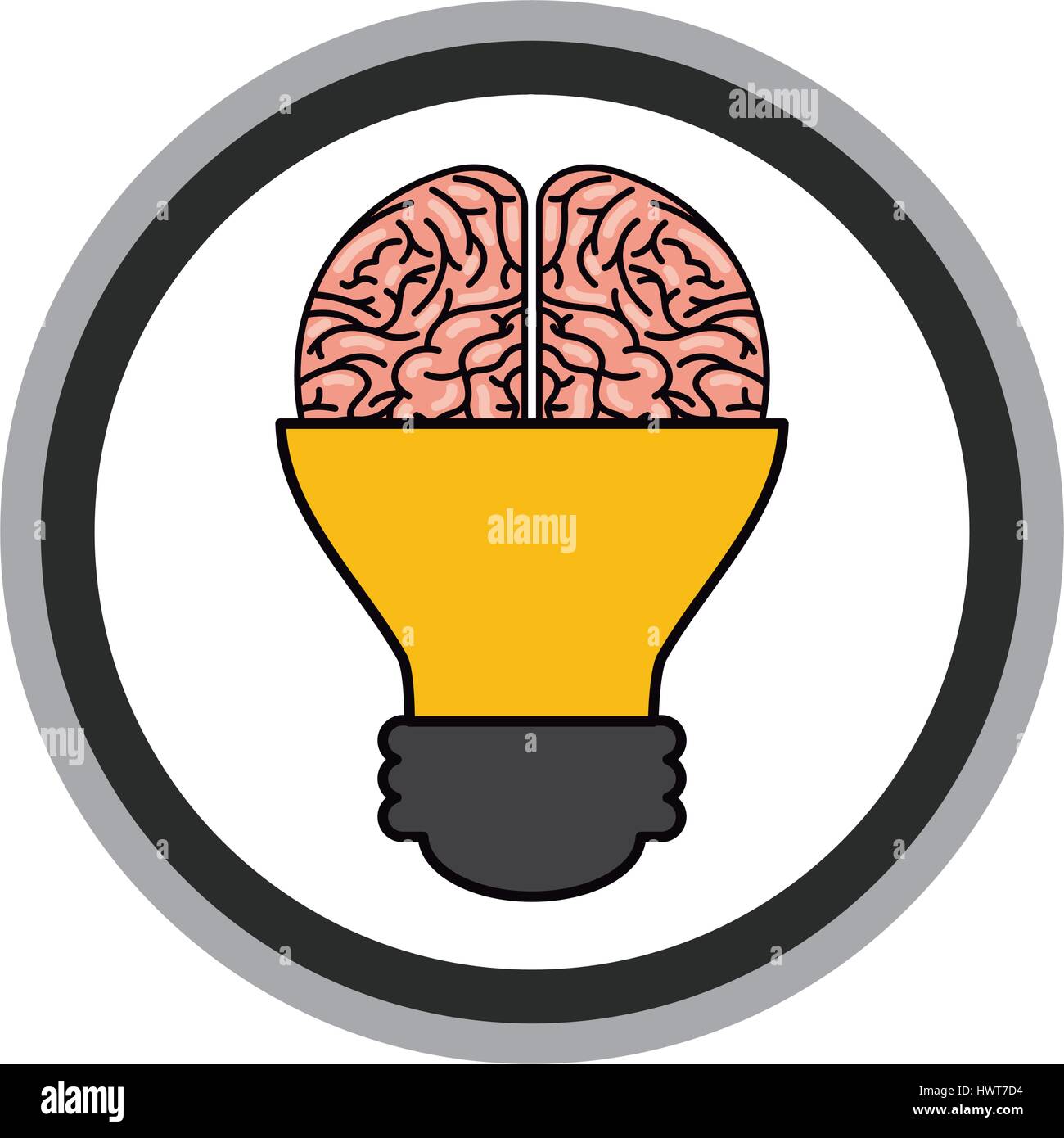 brain with bulb icon Stock Vector Image & Art - Alamy