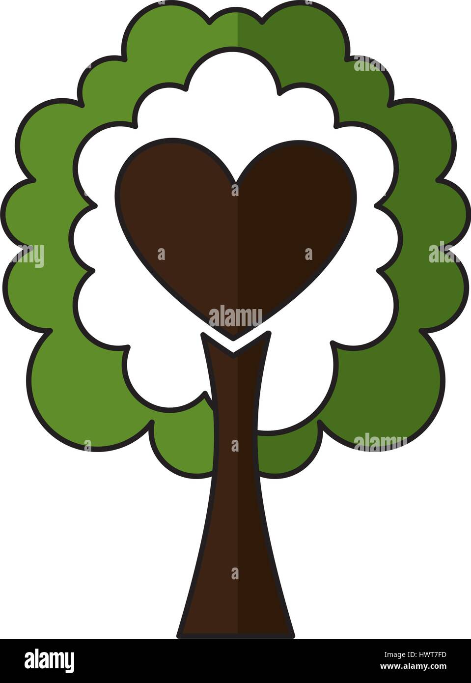 tree plant with heart ecological icon Stock Vector Image & Art - Alamy