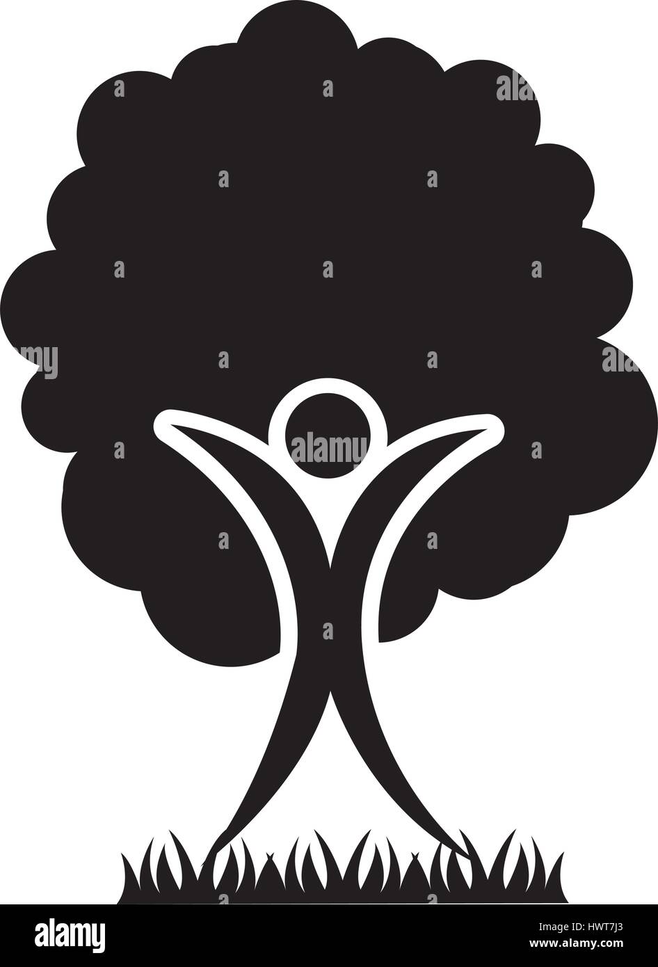 human figure with tree plant ecological icon Stock Vector Image & Art ...
