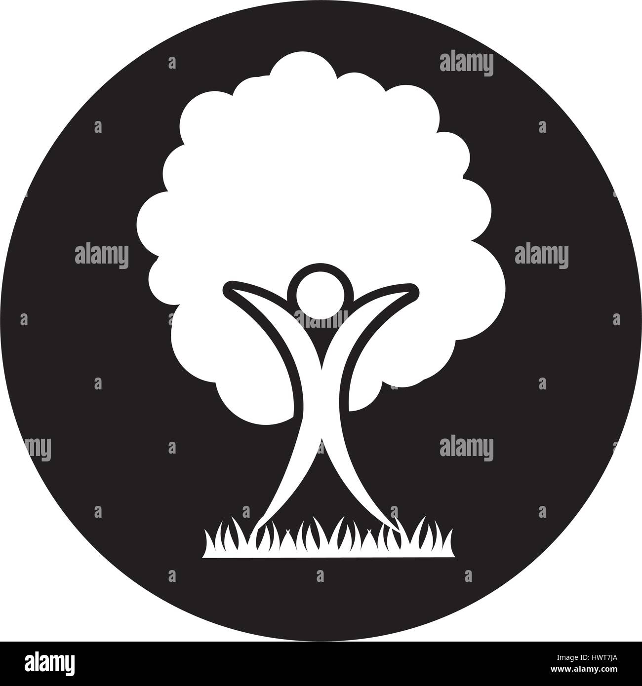 human figure with tree plant ecological icon Stock Vector Image & Art ...
