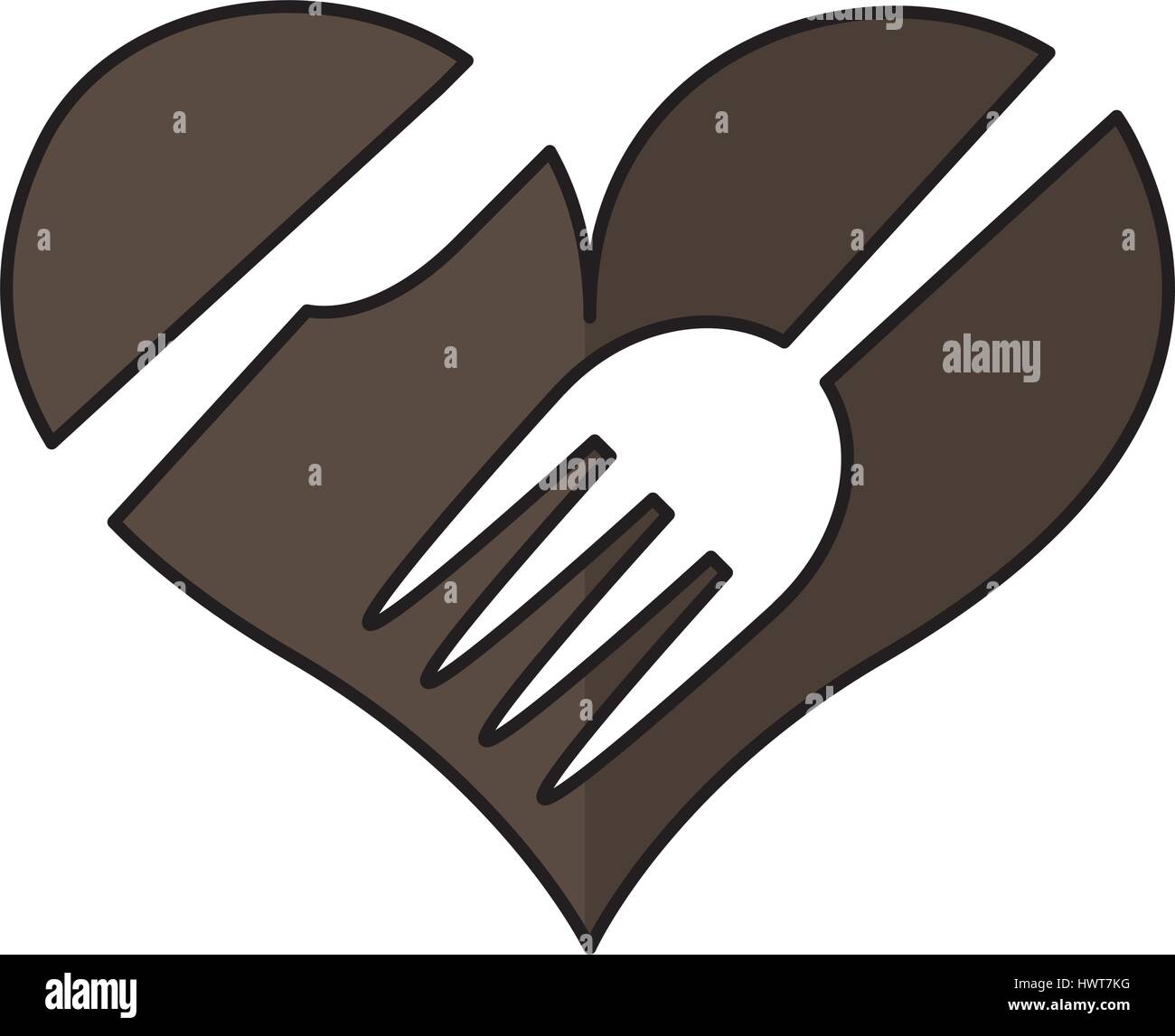 heart with fork and knife Stock Vector Image & Art - Alamy