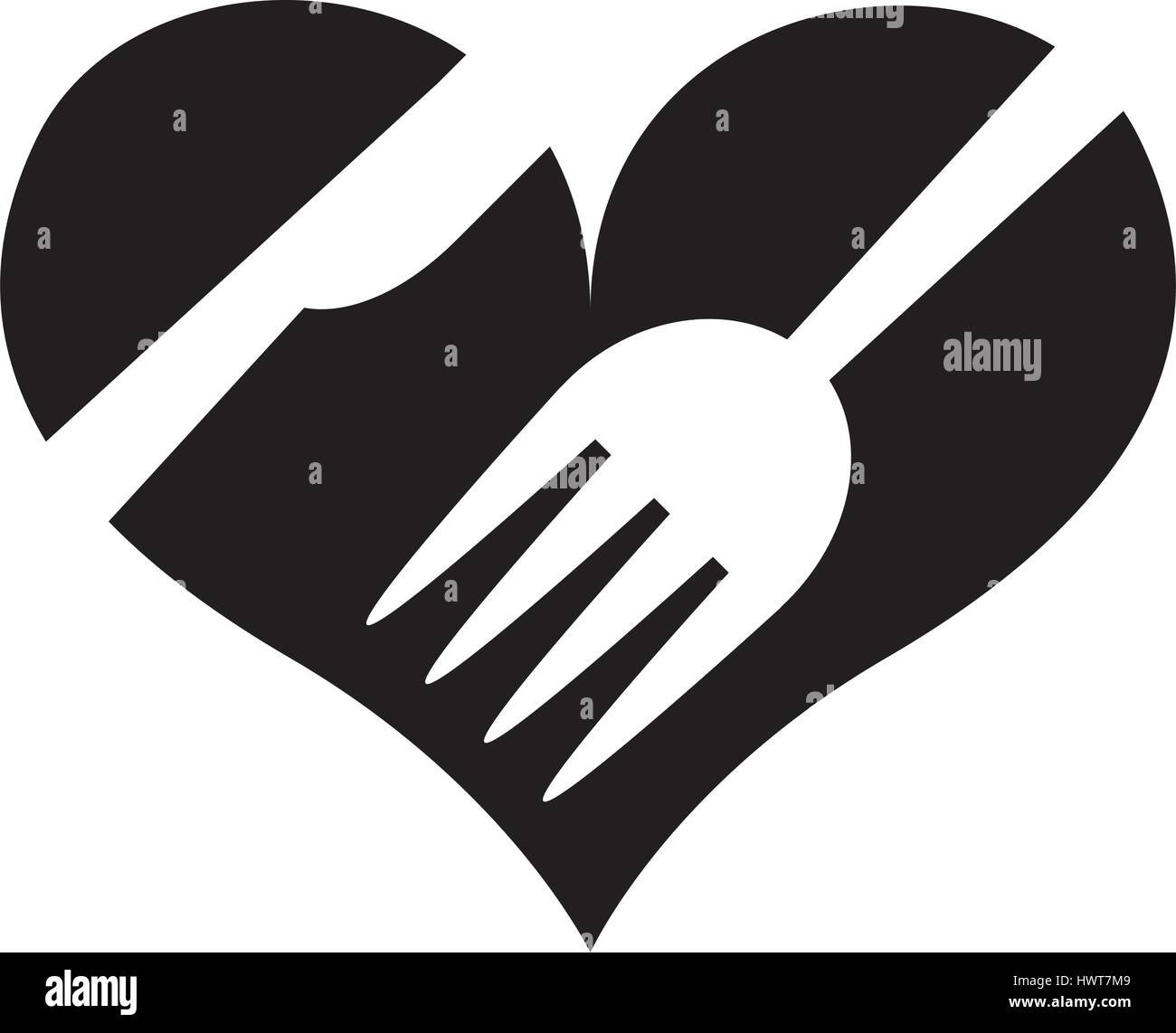 heart with fork and knife Stock Vector Image & Art - Alamy