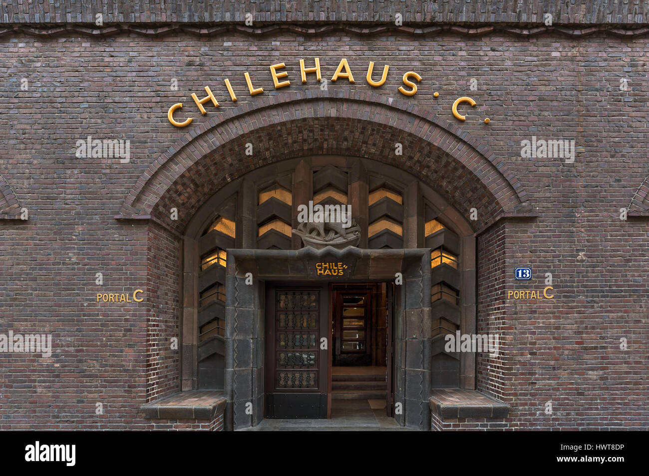 Entrance from Kontor building Chilehaus, Kontorhaus quarter, Hamburg ...