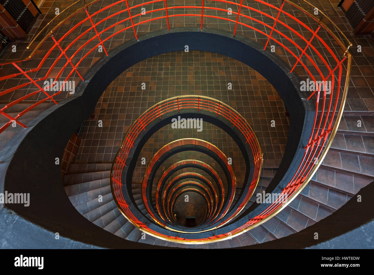 Round staircase in Kontor building Sprinkenhof, Hamburg, Germany Stock ...