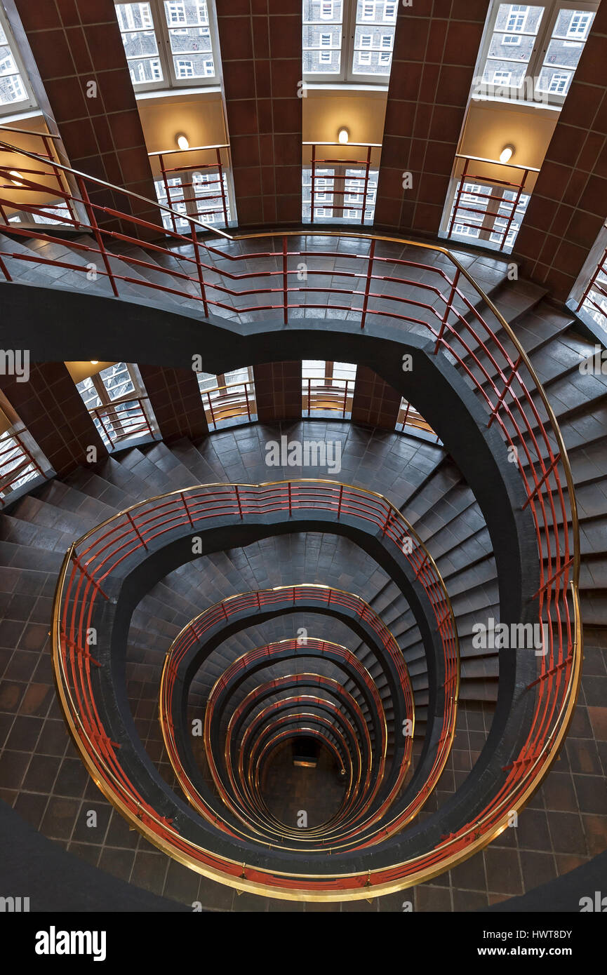Round staircase in Kontor building Sprinkenhof, Hamburg, Germany Stock ...