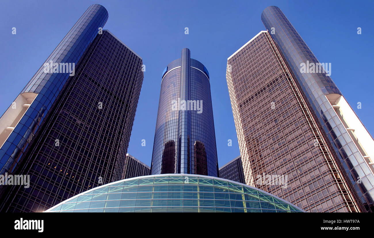 Detroits iconic office and hotel complex downtown Stock Photo - Alamy
