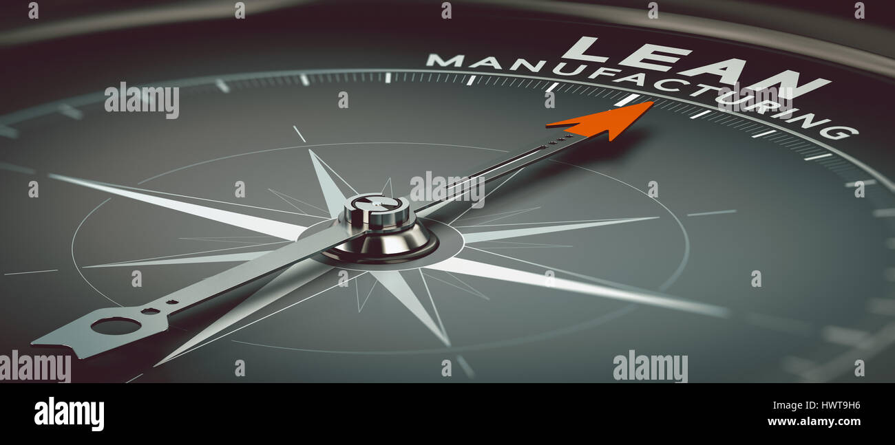 3D illustration of a compass with needle pointing the text lead ...
