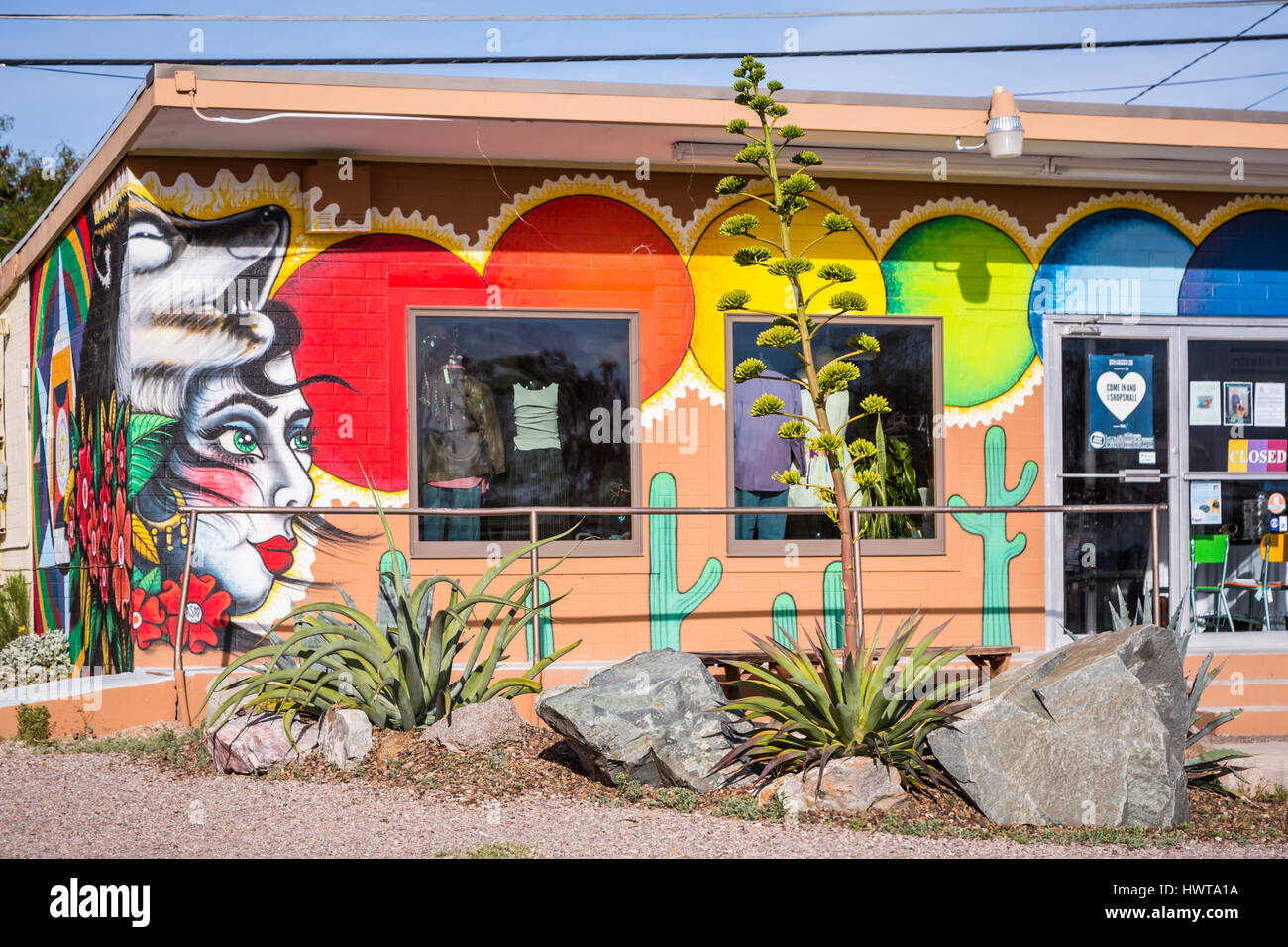 Colorful graffiti on a building in Ajo, Arizona, USA Stock Photo - Alamy