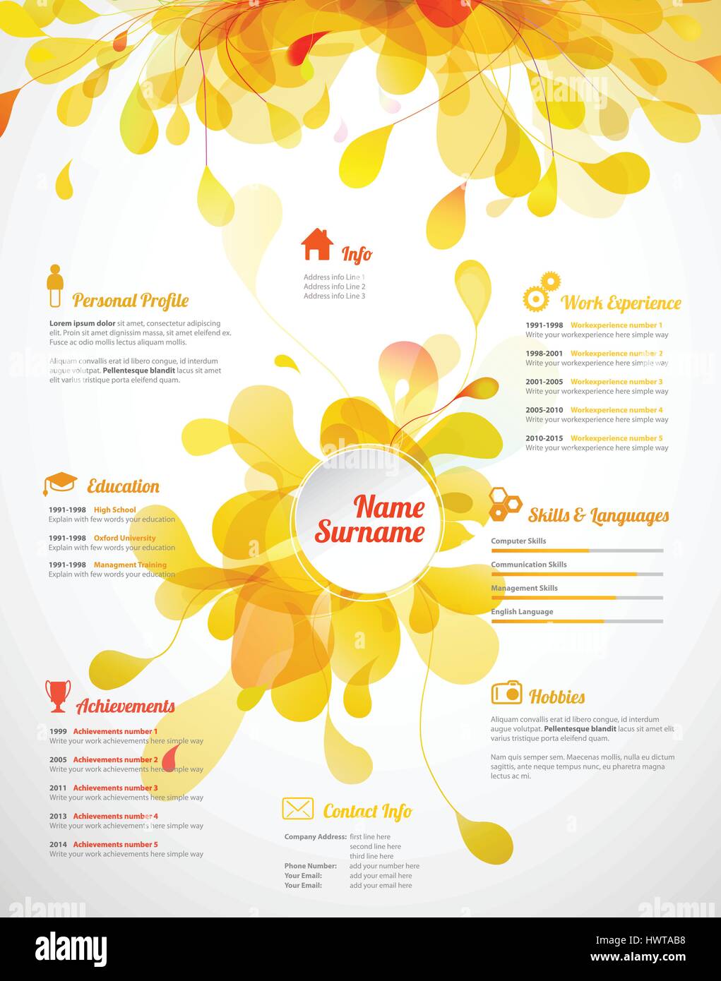 Creative, color rich CV / resume template Stock Vector Image & Art - Alamy