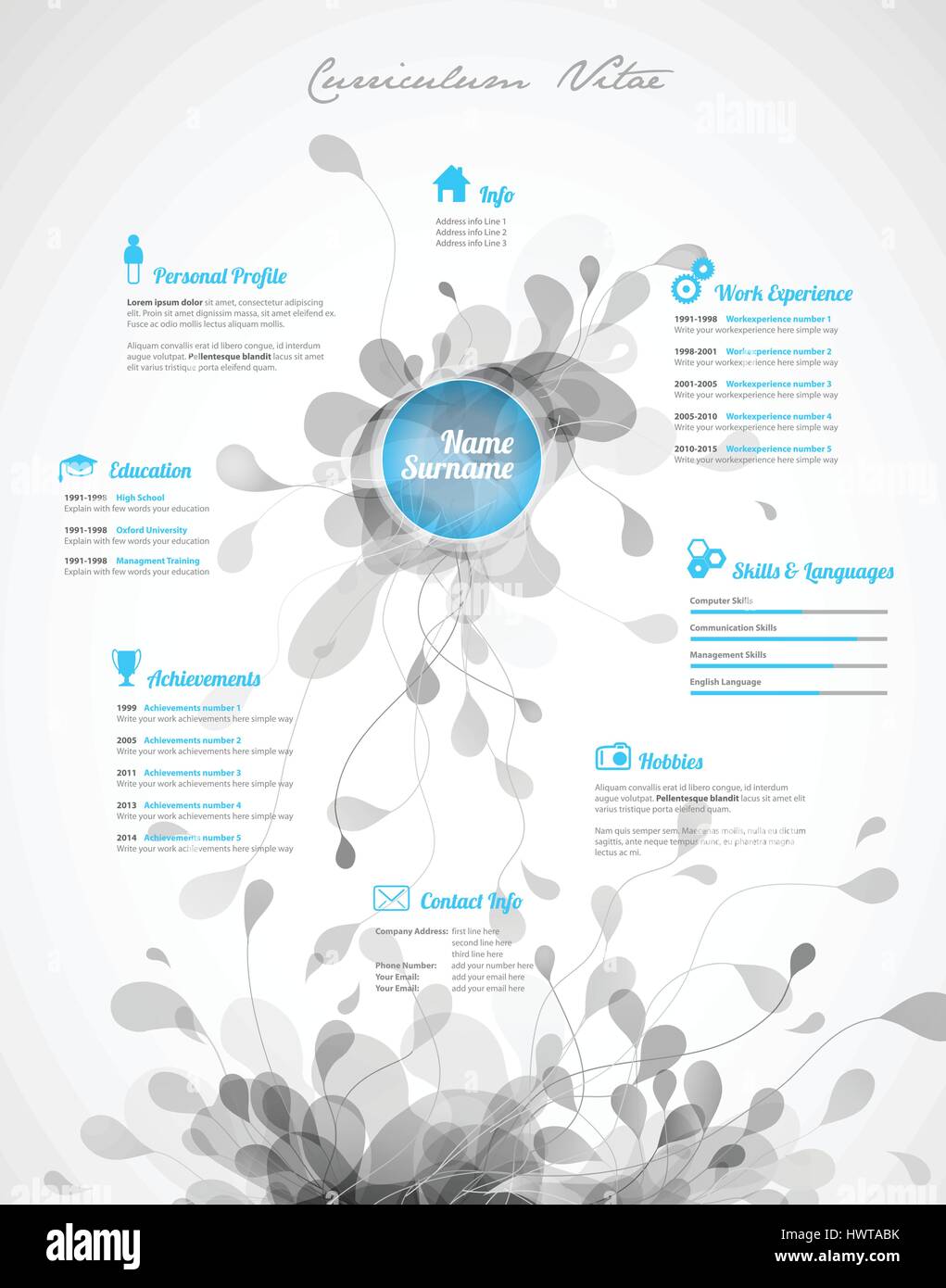 Creative, turquoise color CV / resume template Stock Vector Image & Art ...