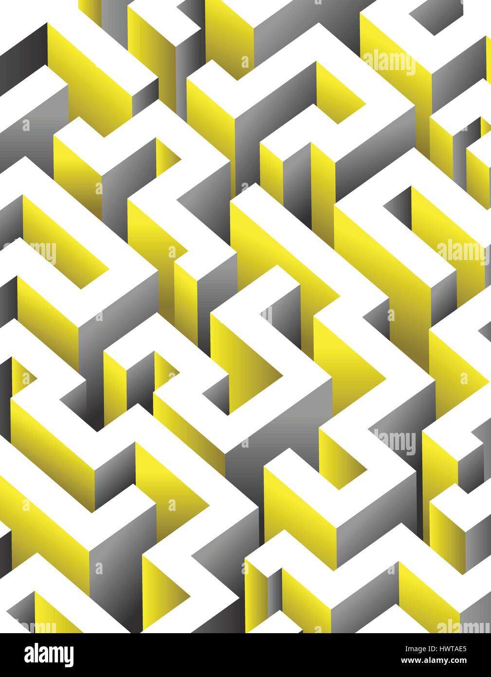 Black, white and yellow maze, labyrinth. Endless pattern - vertical ...