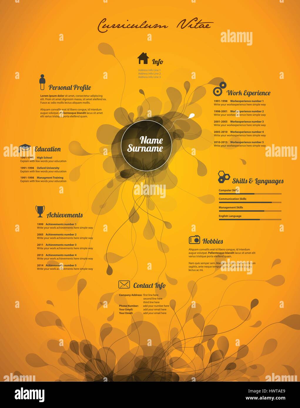 Creative cv template yellow paper hi-res stock photography and images ...