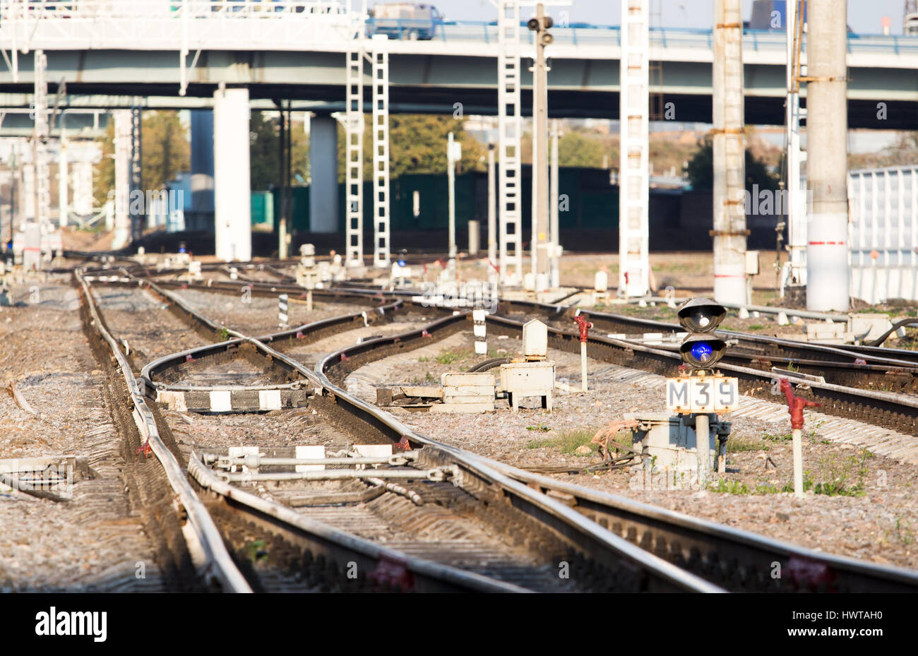 Lower view of railway junctions Stock Photo - Alamy