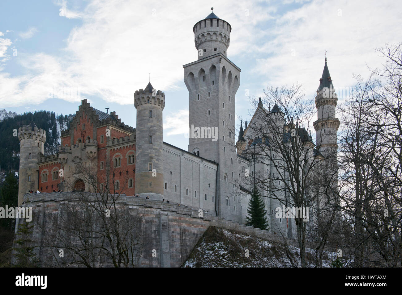 The white castle of Neuschwanstein, built by Ludwig of Bavaria at the ...