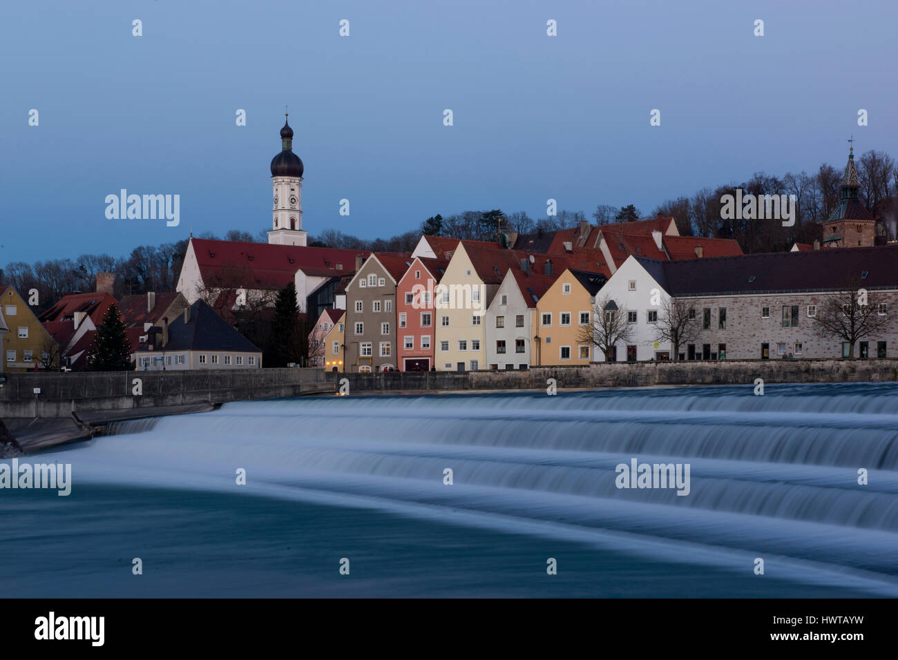 View over the medieval town of Landsberg am Lech in Bavaria, situated ...