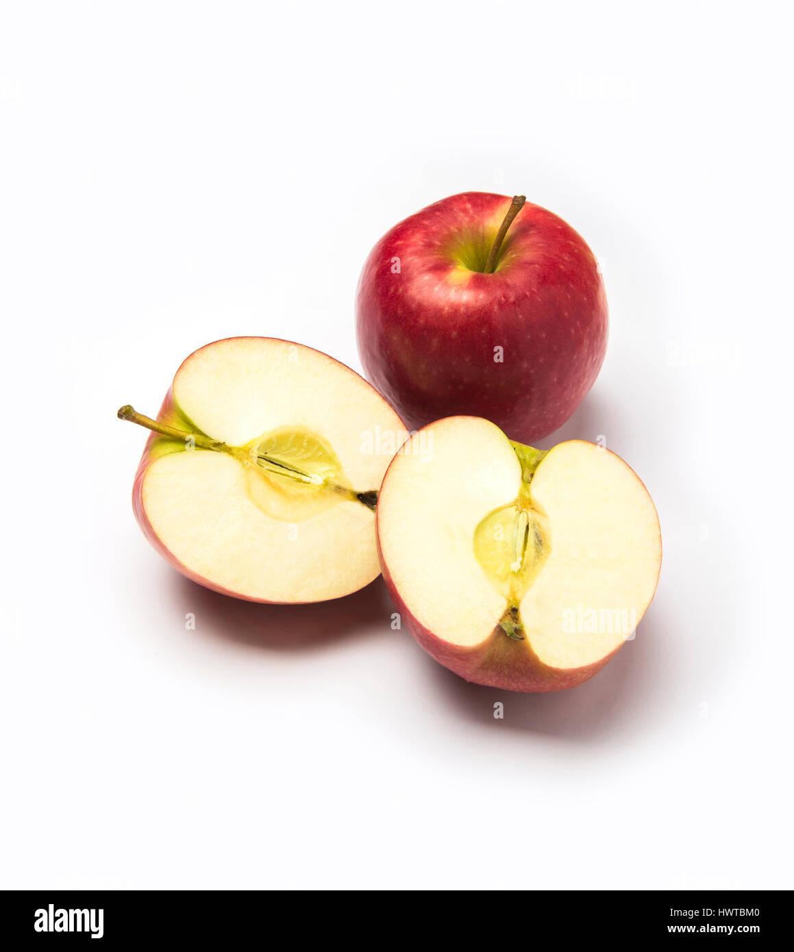 Apple piece of fruit on white background Stock Photo - Alamy