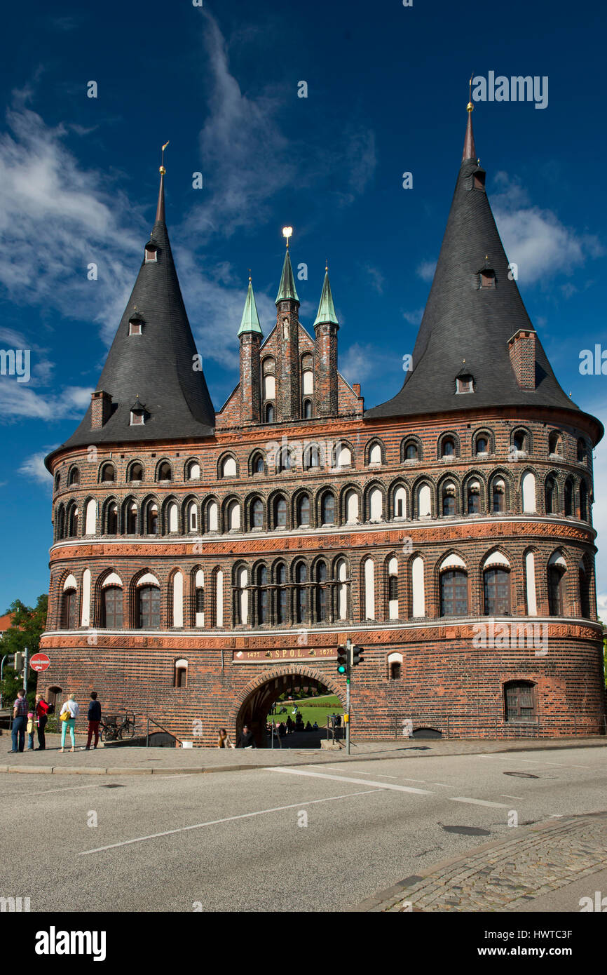 Ancient gate in the center of the hanseatic city of Lubeck, in Germany ...
