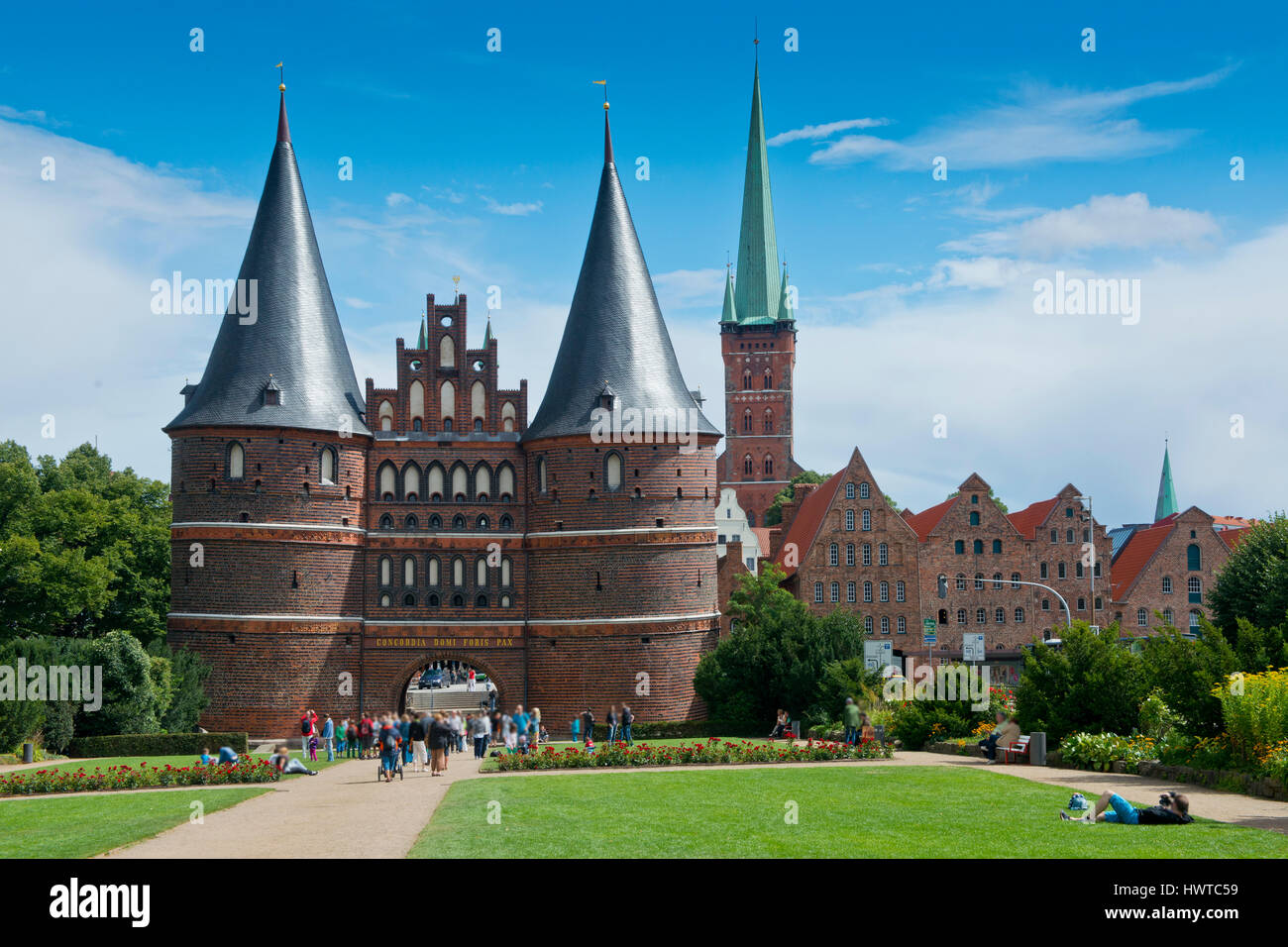 Ancient gate in the center of the hanseatic city of Lubeck, in Germany ...