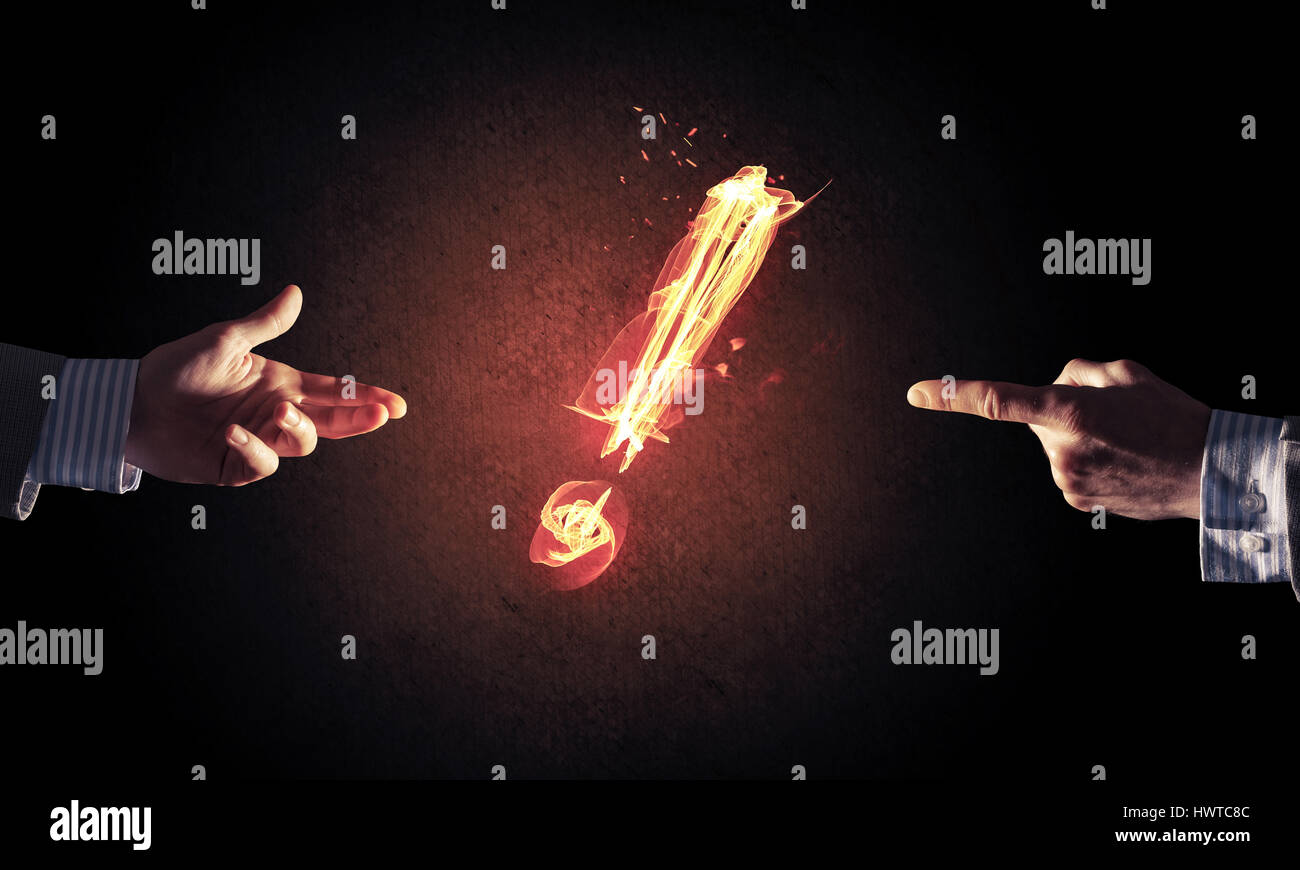 Concept of attention or punctuation with burning exclamation mar Stock ...