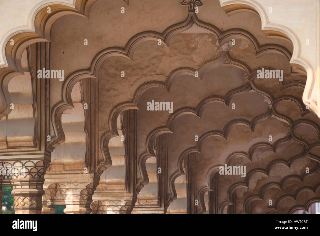 Arches at the Agra Fort, magnificent fortified palace in India. This ...