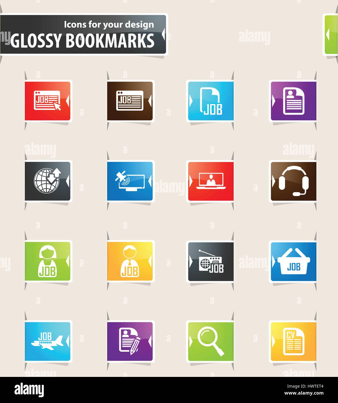 Job icons for your design glossy bookmarks Stock Vector Image & Art - Alamy