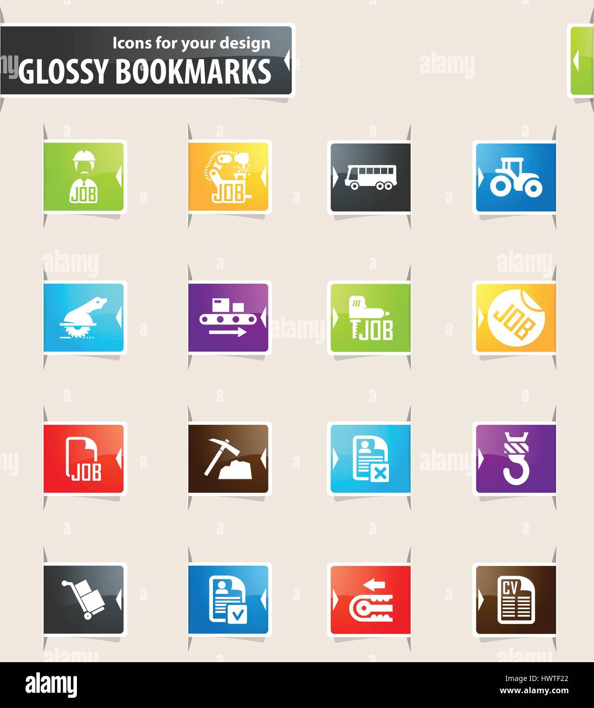 Job icons for your design glossy bookmarks Stock Vector Image & Art - Alamy