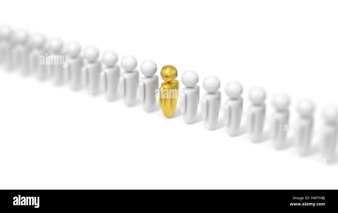 3d illustration of symbolic human figures and golden one. suitable for ...