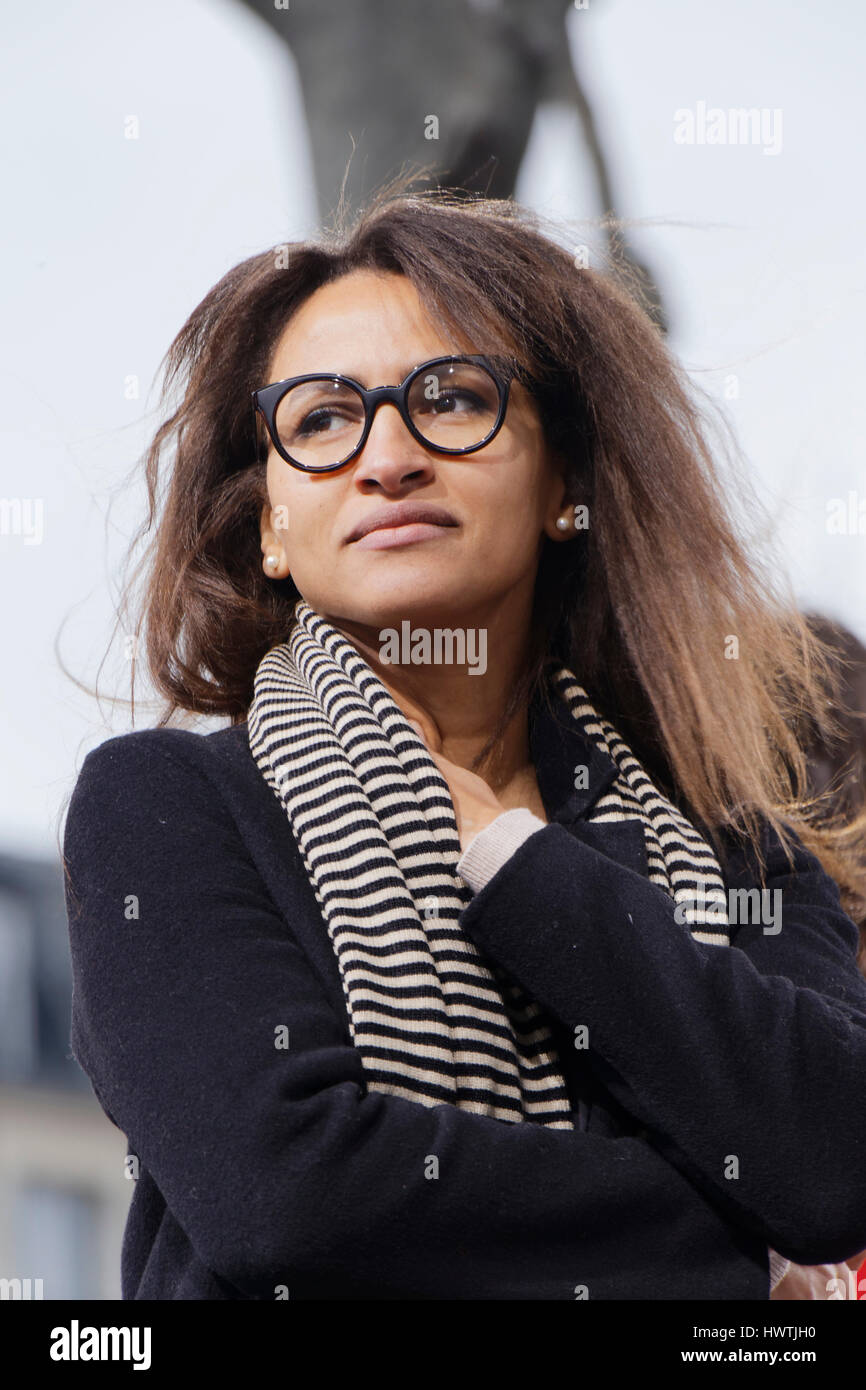 Paris, France. 18th March, 2017.Leonie Simaga, actress spoke before the ...