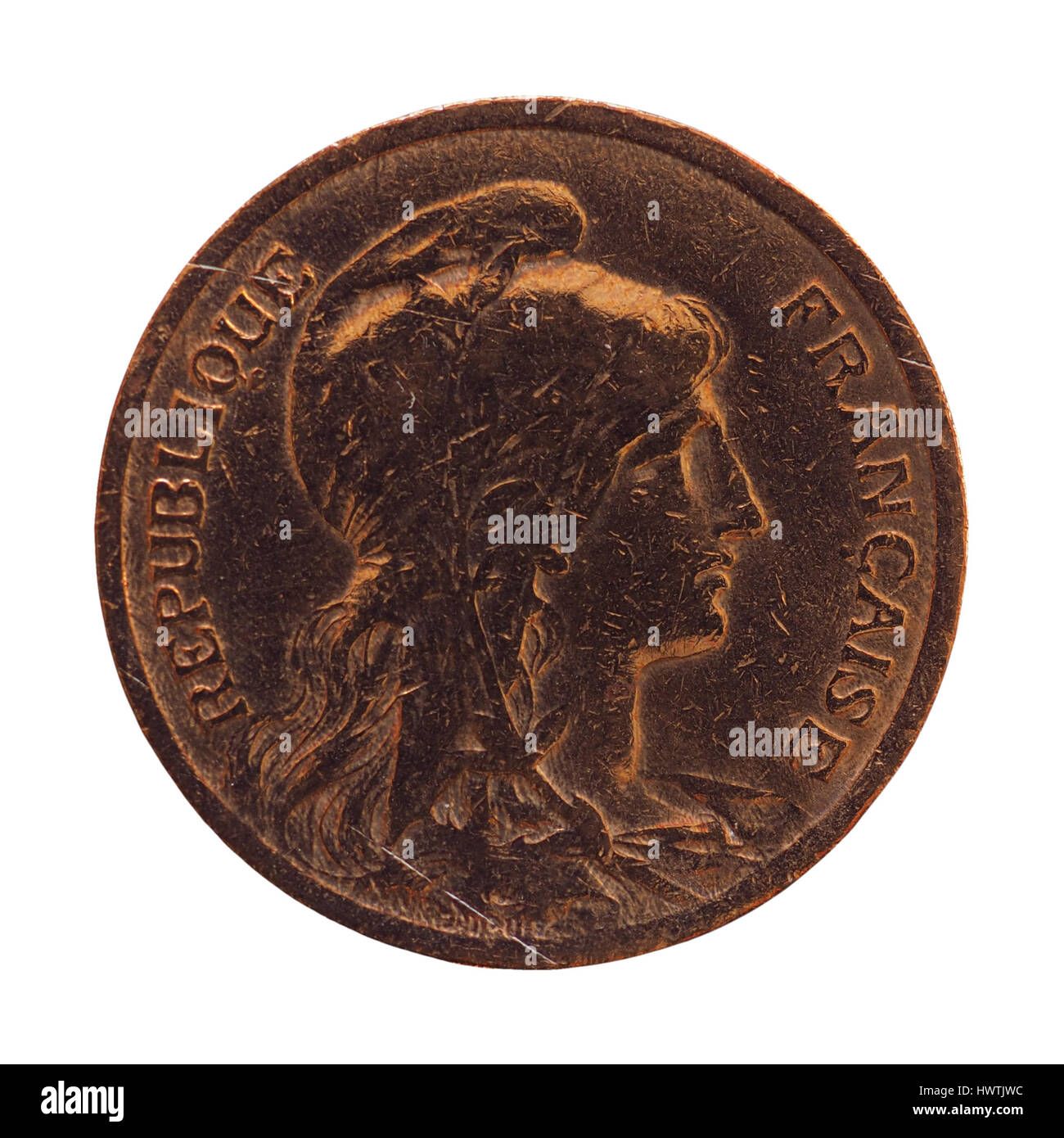 ancient french coin 10 cents isolated over white background Stock Photo ...