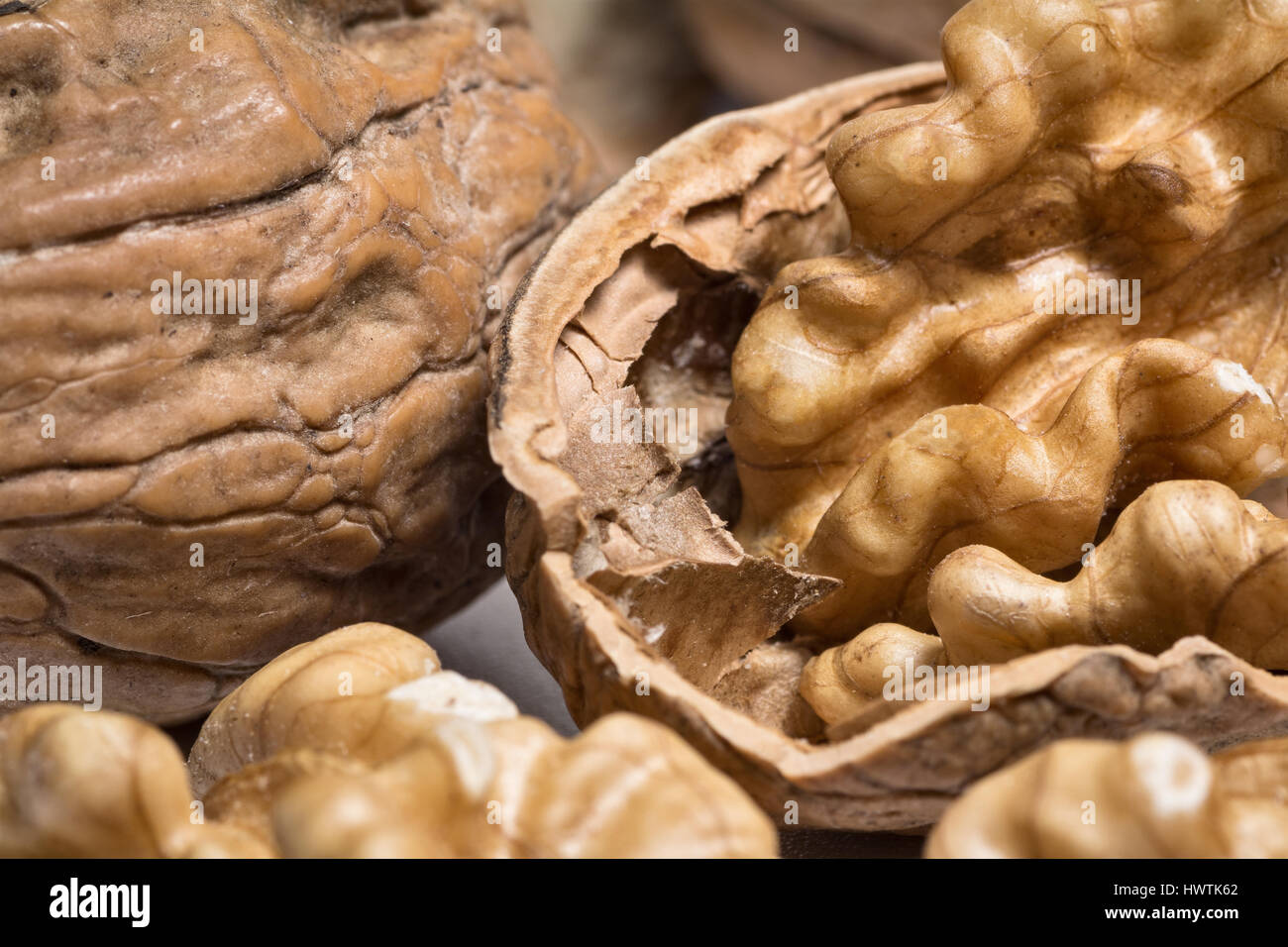 open walnut with kernel Stock Photo - Alamy