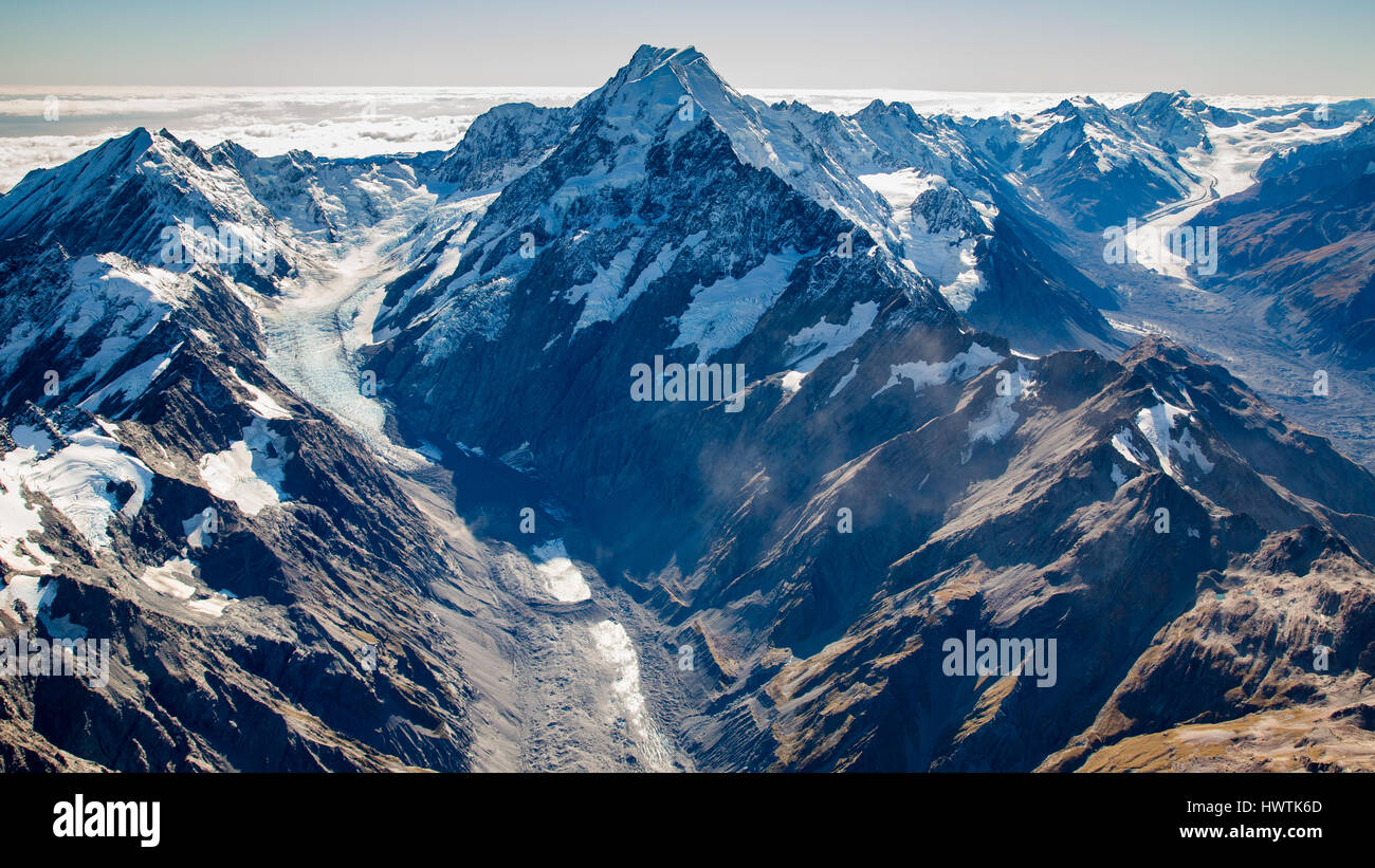 Aerial view Mt Cook/Aoraki, New Zealand Stock Photo - Alamy
