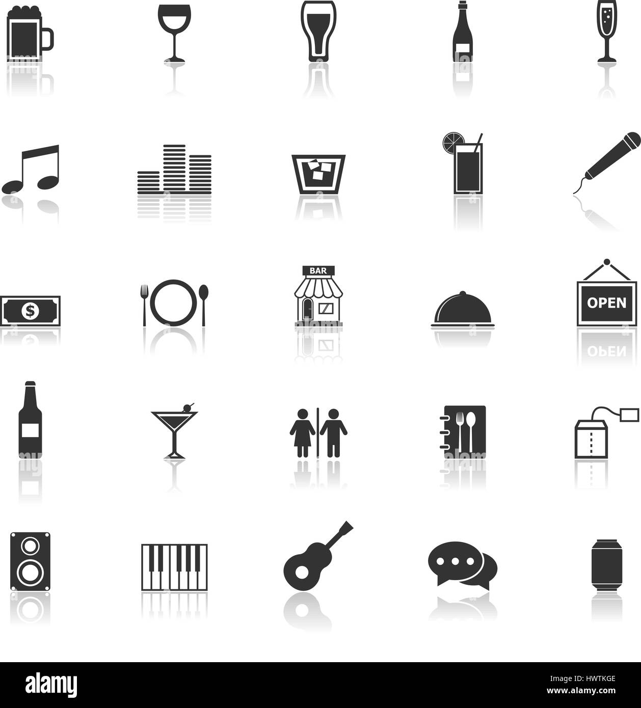 Bar icons with reflect on white background, stock vector Stock Vector ...