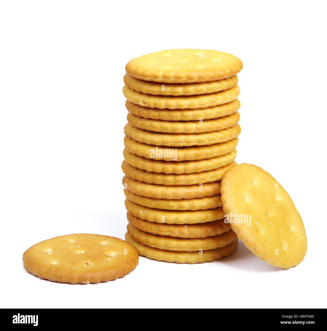 Cracker cookies isolated on white background Stock Photo - Alamy